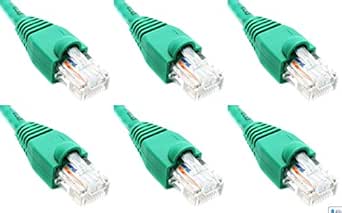 Ultra Spec Cables Pack of 6 - Green 2FT Cat6 Ethernet Network Cable LAN Internet Patch Cord RJ45 ...