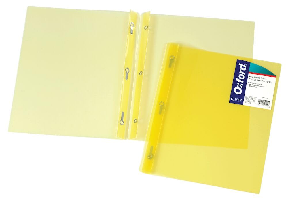 Oxford Duotang Plastic Report Cover, Letter Size, Vibrant Yellow, 50 ...