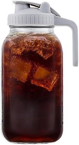 Amazon.com: 64oz Glass Pitcher with Lid - 2 Quart Mason Jar Pitcher ...