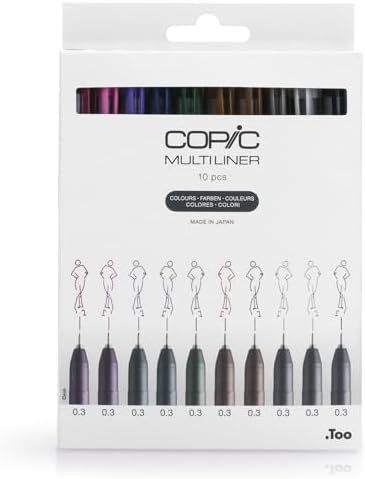 COPIC Multiliner, Multicoloured, Set Of 10, Fine, For Art & Crafts ...