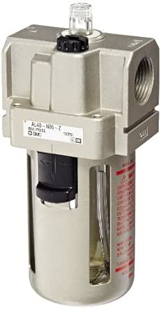 SMC AL40-N06-Z Lubricator, Polycarbonate Bowl, without Drain Cock, 135 mL Oil Capacity, 50 L/min ...