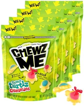 Amazon.com : ChewzMe Tangy Turtlz Gummies, Turtle Shaped Jelly-Filled ...