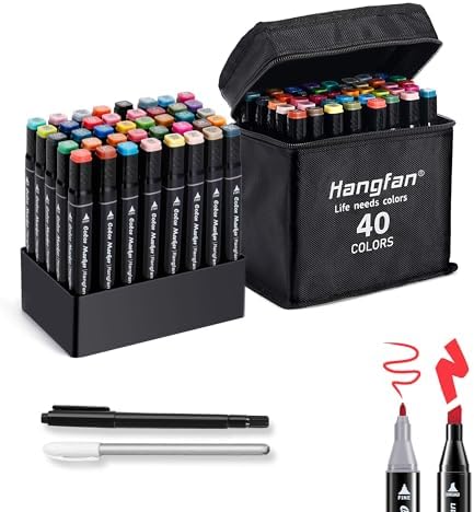 Tongfushop 80 Colored Marker Set, Dual Tip Alcohol Markers, Colouring ...