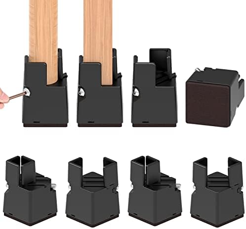 Ezprotekt Adjustable Furniture Risers with Screw Clamp, Chair Risers 2 ...