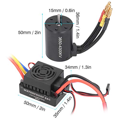 VGEBY Waterproof Brushless Motor & ESC Set, 4300KV 60A for TRX4/SCX10 ...