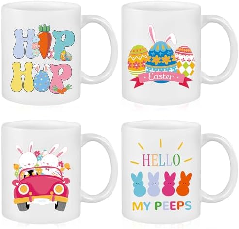 Amazon.com: Baderke 12 Set Easter Bunny Coffee Mugs 12 oz Easter cup ...