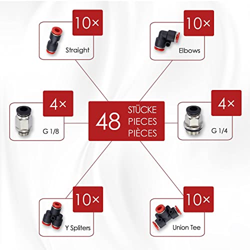 Pronese 48 Pcs Quick Release Plastic Pneumatic Air Line Fittings, 6mm ...