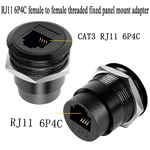 QIANRENON RJ11 Embedded Threaded Fixed Mount Adapter CAT3 RJ11 6P4C ...