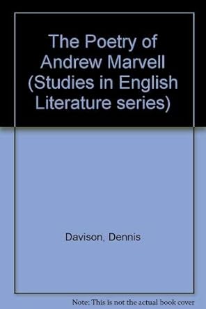 Marvell's "Poems" (Study in English Literature): Dennis Davison ...