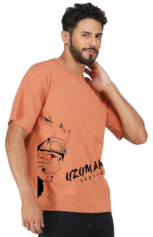 FUBURA Men's Loose Fit Baggy Oversized Cotton Round Neck Half Sleeves ...