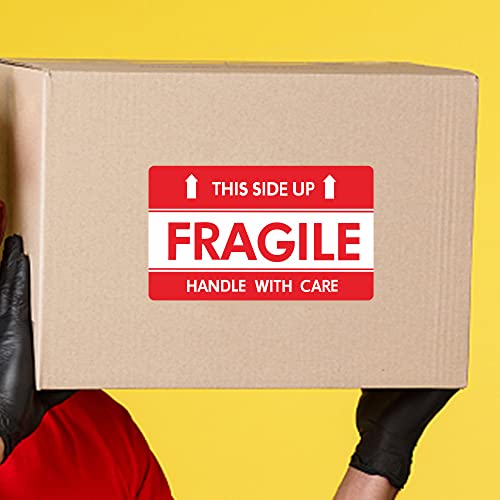 Snapklik.com : Hybsk This Side Up Fragile Stickers 3x5 Inch Handle