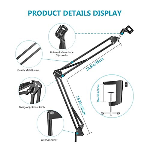 NEEWER Adjustable Microphone Suspension Boom Scissor Arm Stand, Max ...