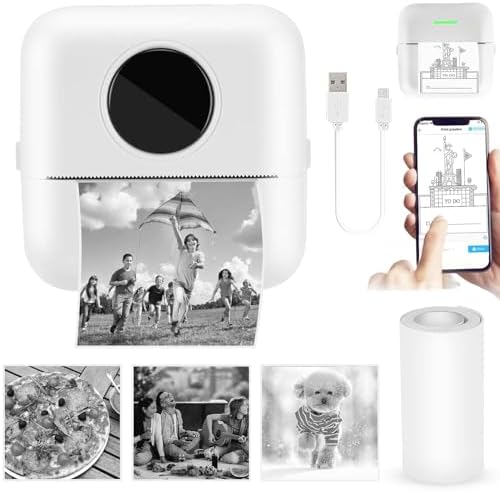 Mini Pocket Printer Portable Thermal Photo Printer with Printer Paper ...