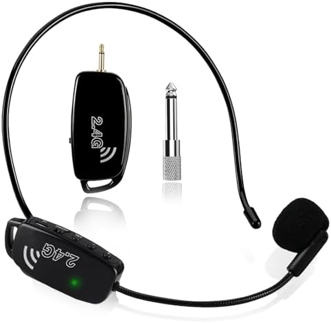 Amazon.com: SAYTINAI Wireless Microphone Headset Cordless 2.4G ...