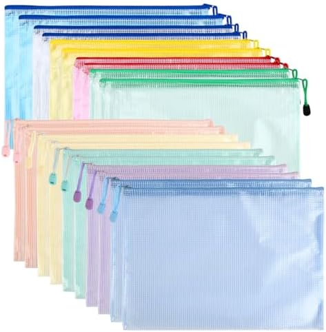 YOPEUC 20 Pcs A4 Zip Wallets, 10 Colours A4 Clear Plastic Zip Wallets ...