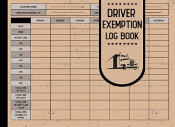 Driver Exemption Log Book: Driver's Log Book For Short Haul Operations ...