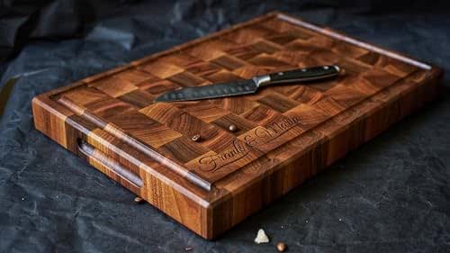 Amazon.com: Personalized End Grain Walnut Cutting Board, GrainWoods ...