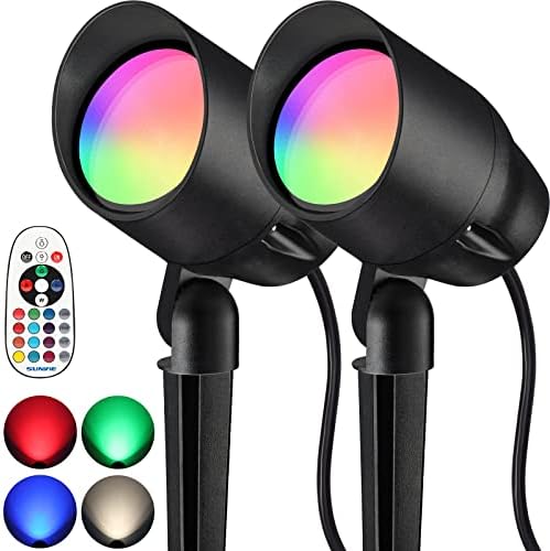 SUNVIE 12W RGBW Spot Lights Outdoor LED Spotlight 120V Color Changing ...