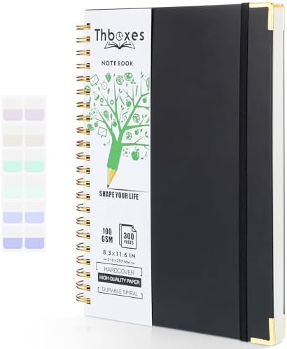 A4 Spiral Notebook, 300 Pages/150 Sheets Wirebound Spiral Notepad ...