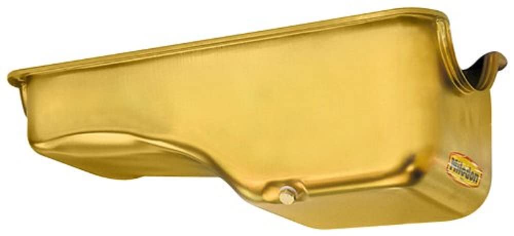 Milodon 30720 Steel, Gold Zinc Plated Stock Replacement Oil Pan for ...