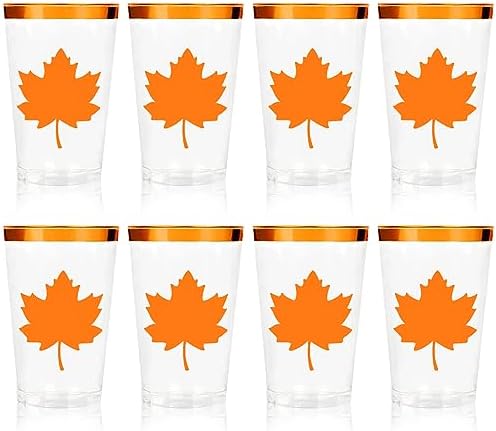 Amazon.com: Whaline 32 Pack Fall Plastic Cups Orange Maple Leaf Clear ...