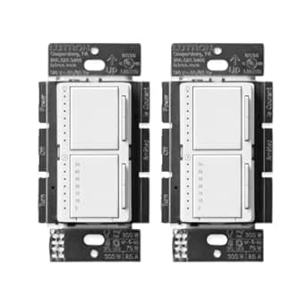 Lutron Maestro LED+ Dual Dimmer and Timer Switch | 75-Watt LED Bulbs/2.5A Fans, Single-Pole ...