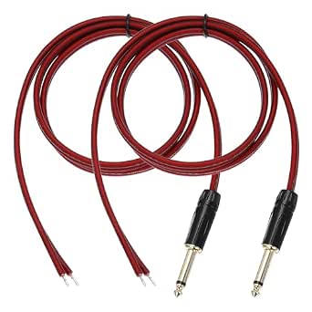 Amazon.com: MECCANIXITY 2 Pcs TS Mono Plug to Bare Wire Open End ...