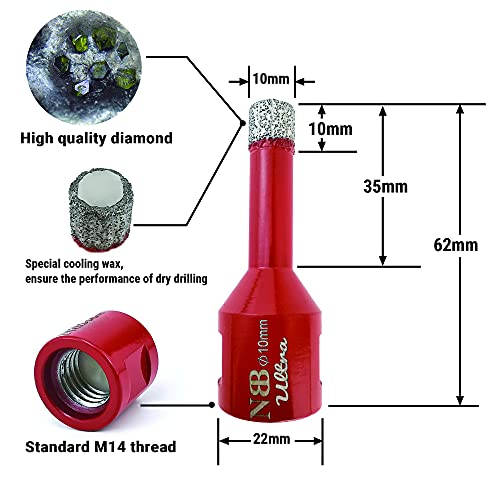 NBB Ultra Quality Diamond Drill Bit with M14 Diamond Core for Dry and ...