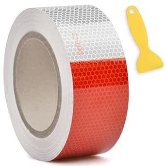 RVGUARD Reflective Tape 2 Inch x 30 Feet, DOT-C2 Highly Visible Red & White Tape, Waterproof ...