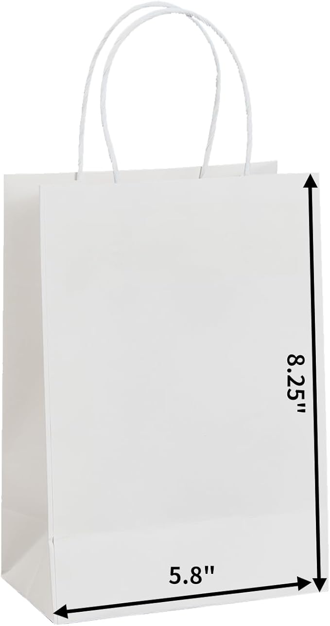 Amazon.com: METAPRINT 50 Pack Small Gift Bags 5.8x3.2x8.25 Inch White ...