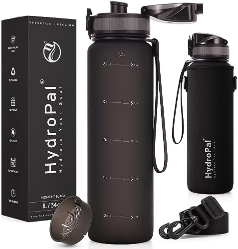 HydroPal 1L Sports Water Bottle, Slim Plastic Drink Bottle with Filter ...