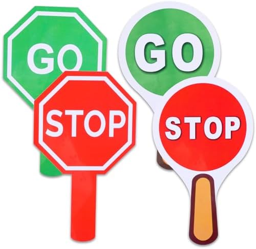 Amazon.com: 4pcs Stop and Go Sign with Handle, Red Light Green Light ...