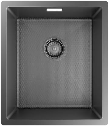 TORVA 54 x 44 cm Honeycomb Embossed Kitchen Sink with Black Nano ...