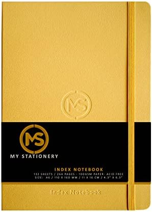 A6 Index Notebook Hardback Leatherette Cover 8mm Ruled Margin A-Z Tabs ...