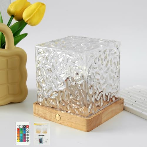 Yinhamnl Ocean Wave Cube Lamp, 16 Colors Rotating Flame Water Lamp ...