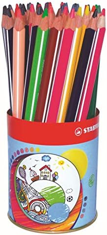 STABILO Triangular Colouring Pencil Trio thick - Tin of 38 - Assorted ...
