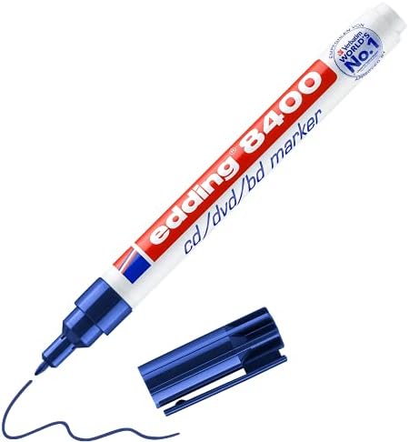 edding 8400 CD/DVD/BD marker - blue - 1 pen - fine round nib 0.5-1 mm ...
