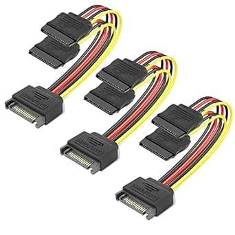 sata y splitter power cable 15 pin power y-splitter cable 6-inches male ...