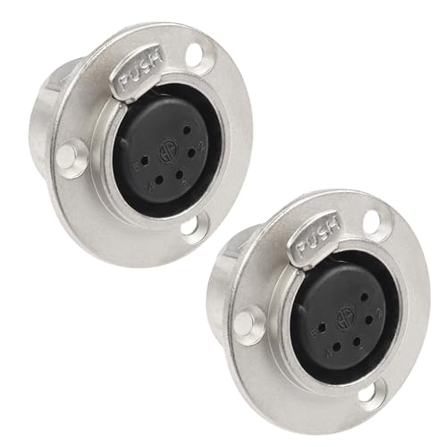 MEIRIYFA 5 Pin XLR Female Socket Panel Mount Connector Microphone Audio ...