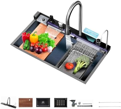 TTG Waterfall Kitchen Sink, Smart Kitchen Sinks, Multifunctional Modern ...