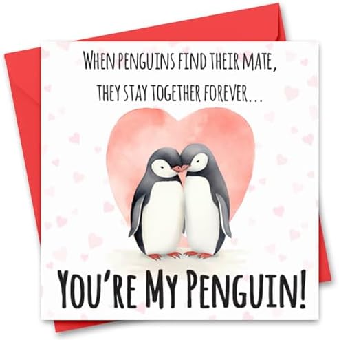 Penguin Anniversary Card / Cute Romantic Valentine Card for Husband ...