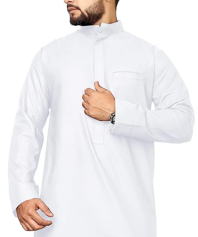 Buy Midlumes White Jhubba for Men Cotton Mix Kandoora ArabicThobe Full ...