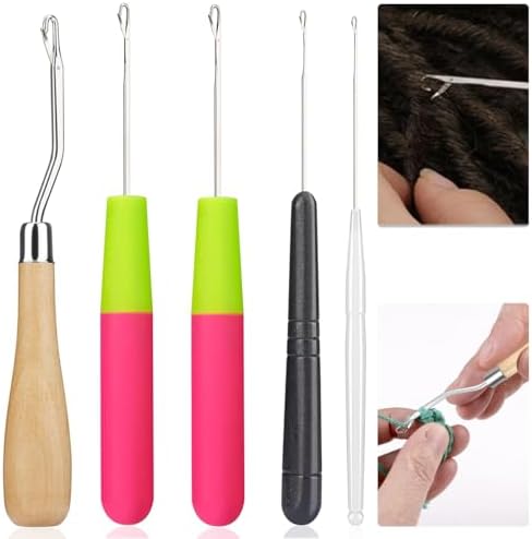 HASTHIP® 5Pcs Dreadlock Crochet Needle, Different Sizes Interlocking ...
