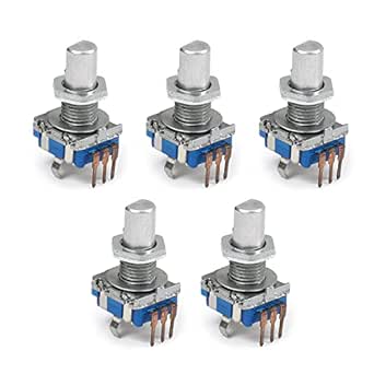 Fielect 360 Degree Rotary Encoder Code Switch Digital Potentiometer EC11 5 Pins 15mm Shaft ...