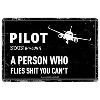 Pilot Definition Vintage Airplane Metal Sign - Funny Airplane Wall ...