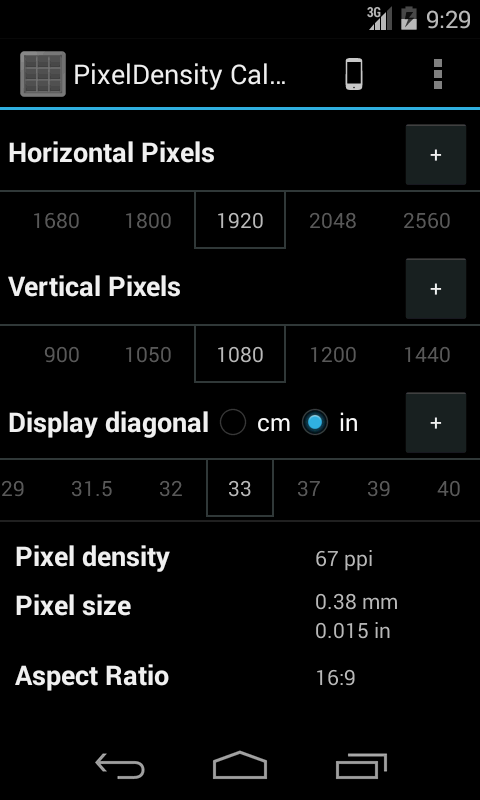 PixelDensity Calculator - App on Amazon Appstore