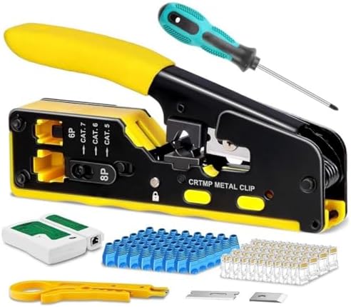 RJ45 Crimping Network Tool Set, 9 in 1 Universal Wire Stripper for ...