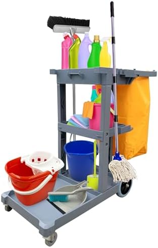 Commercial Cleaning Trolley - 3 Tier Trolley Multipurpose Cleaning ...