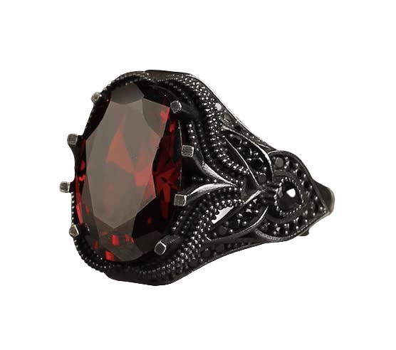 Amazon.com: Zircon Ring-925k Unisex Silver Jewelry-Vintage Gemstone ...