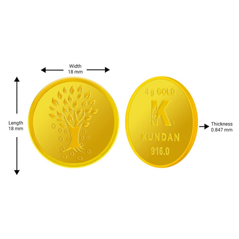 Kundan 22k (916) 4 gm Kalpataru Tree Yellow Gold Coin : Amazon.in: Fashion